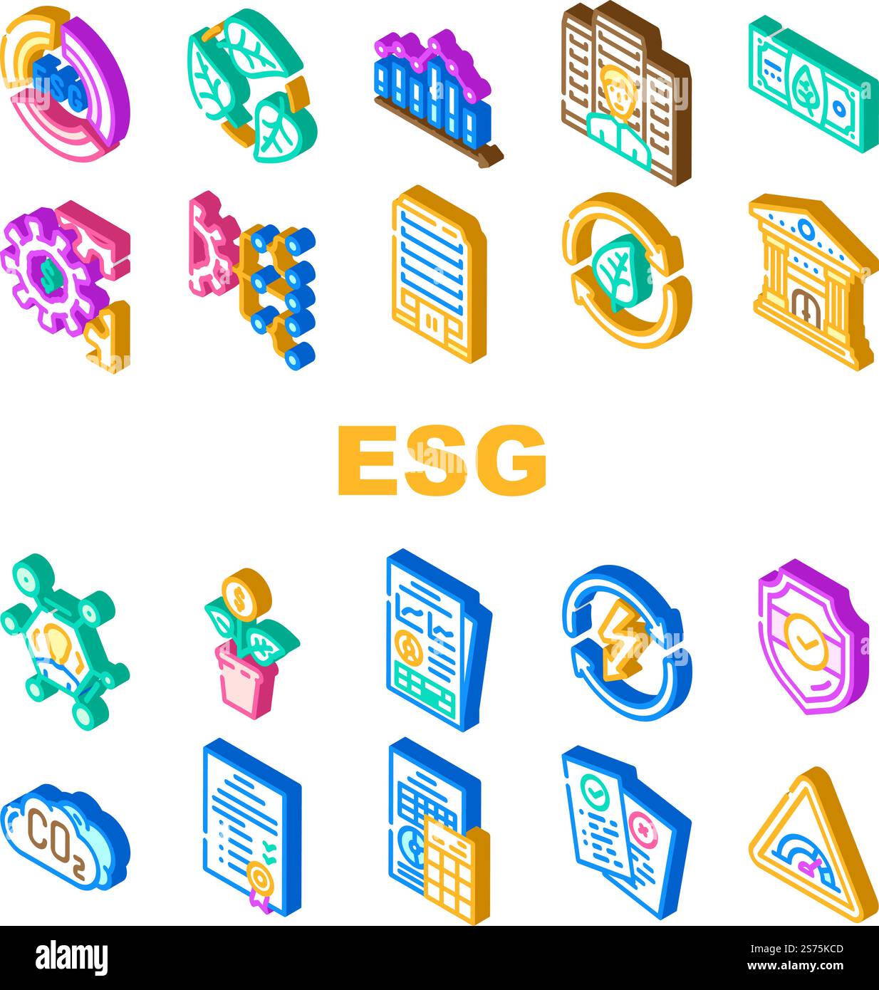 environmental social governance icons set vector. esg business, energy ...