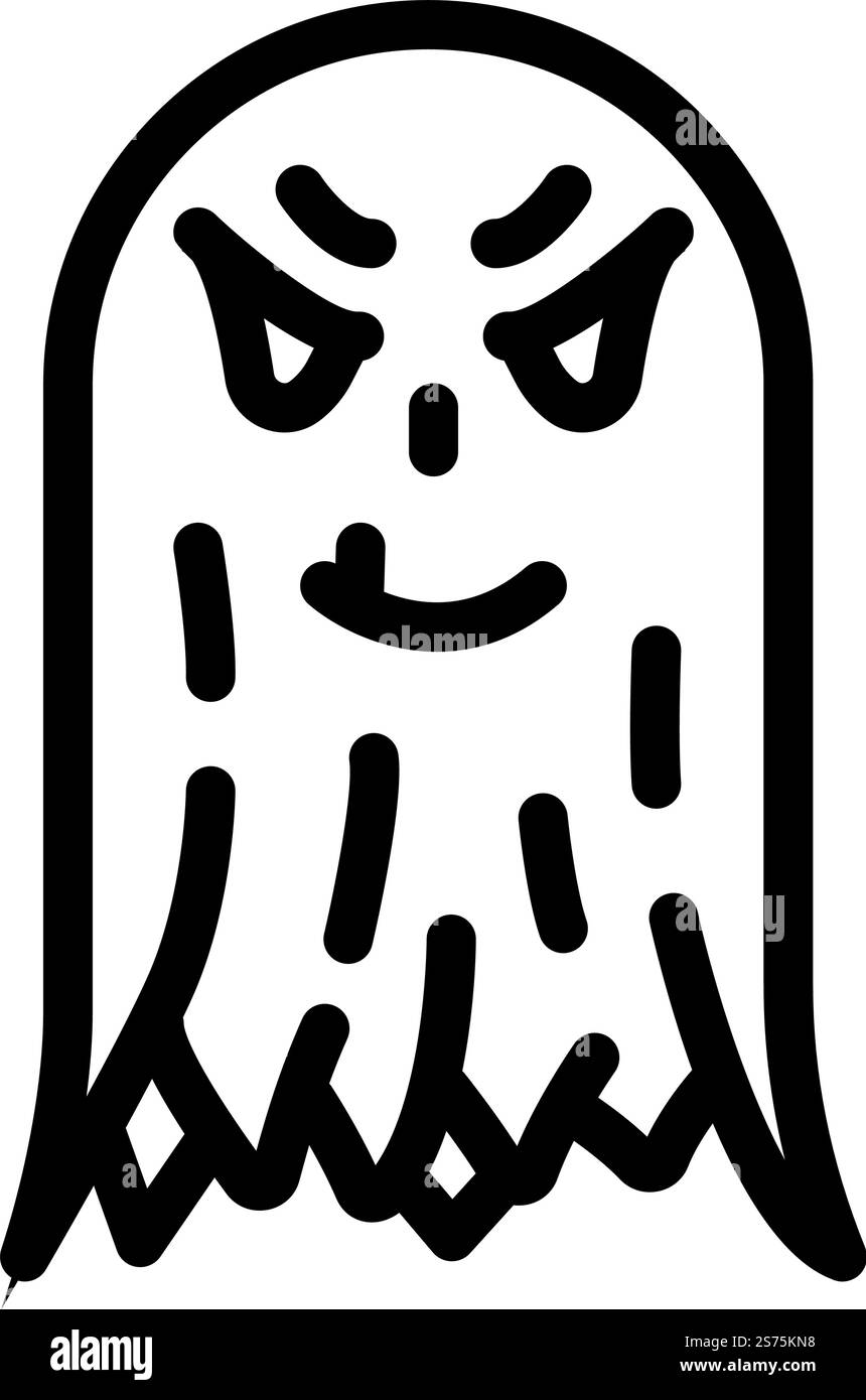 evil ghost line icon vector. evil ghost sign. isolated contour symbol ...