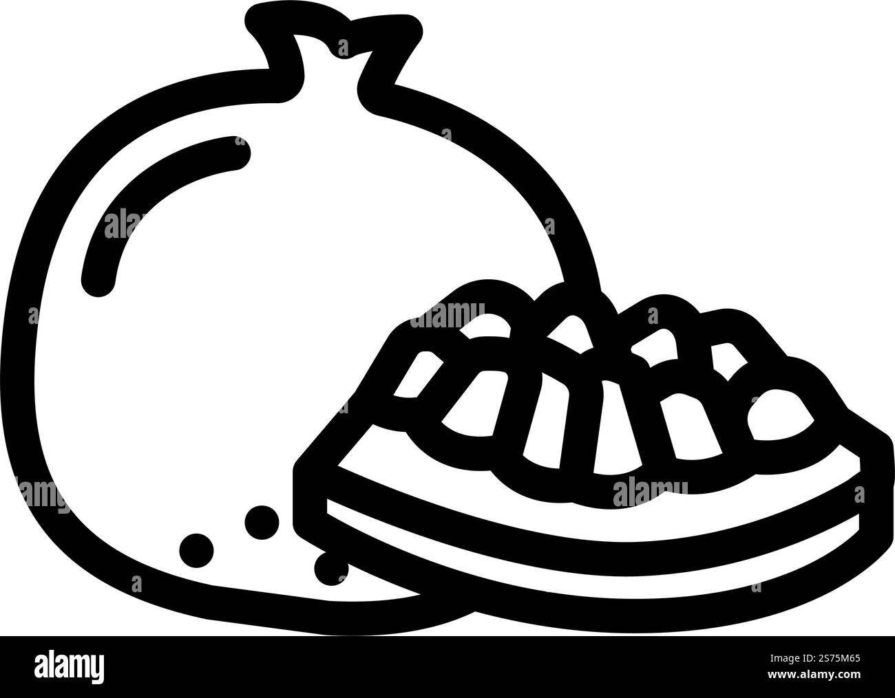 whole cut pomegranate line icon vector. whole cut pomegranate sign ...