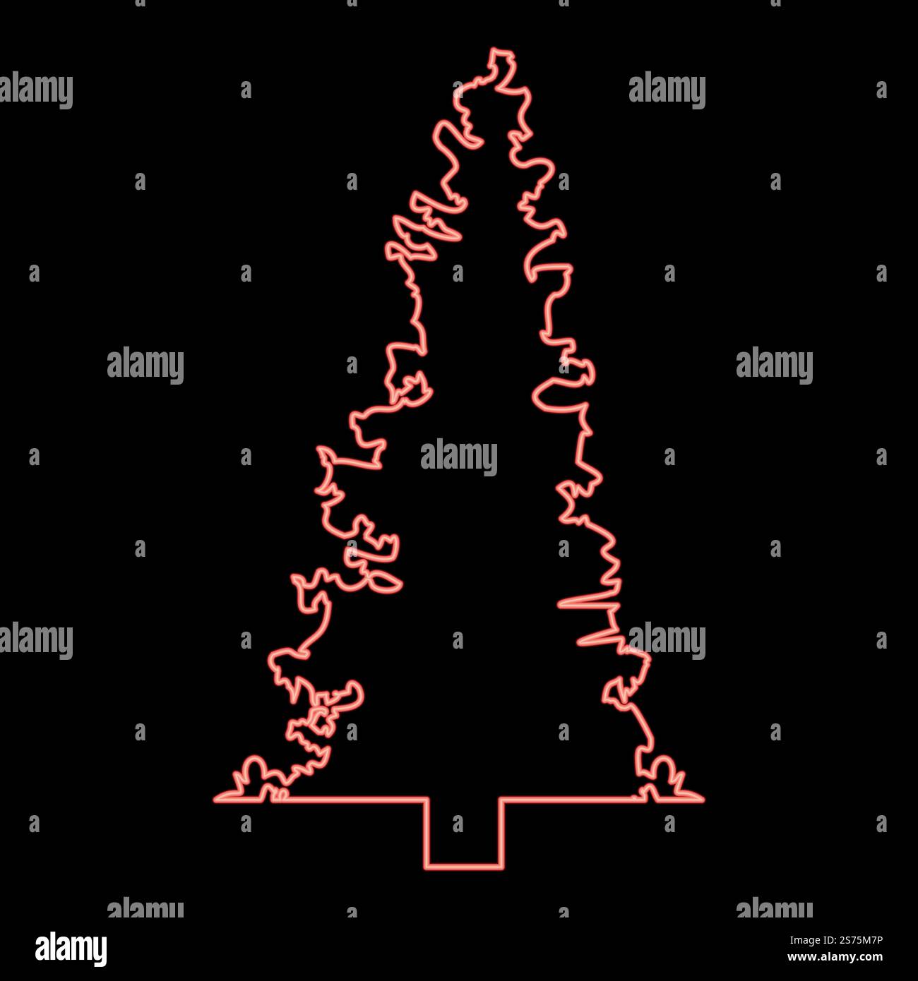 Neon fir spruce red color vector illustration image flat style light ...