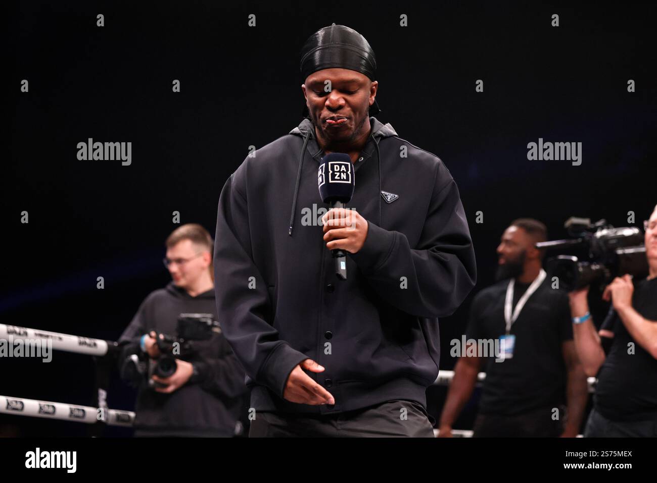 KSI in the ring as he announces an upcoming boxing match against former ...