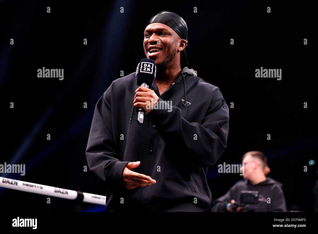 KSI in the ring as he announces an upcoming boxing match against former ...