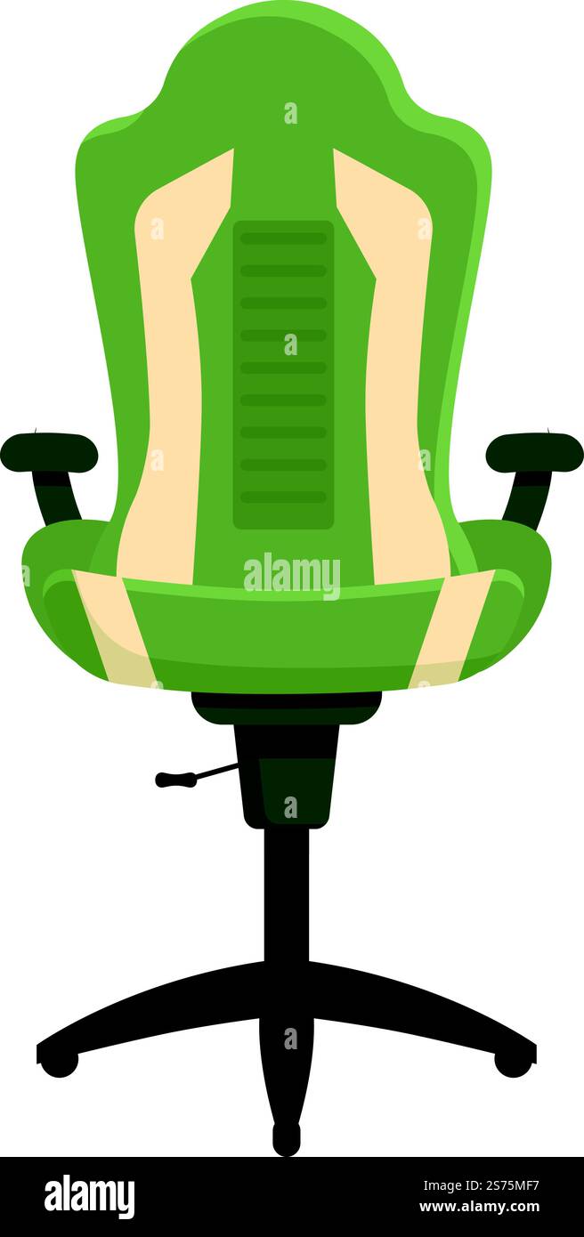 Green gamer chair icon cartoon vector. Gaming furniture. Office leather ...