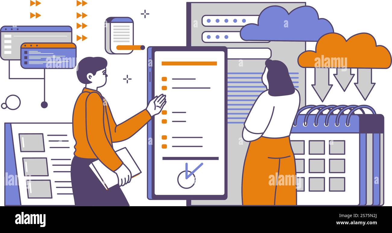 Employee showing development to boss, director looking at results of ...