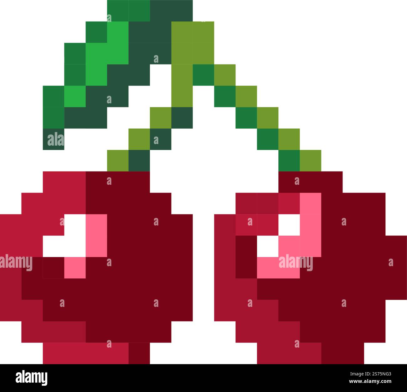 Cherries on stem with leaf, tasty and ripe berries with foliage. Summer ...