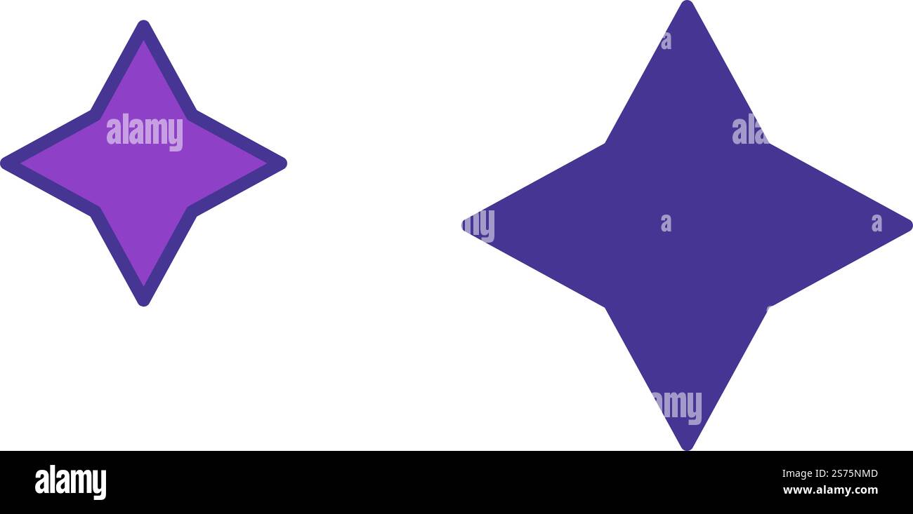 Glowing and shining celestial bodies, isolated schematic simple star ...