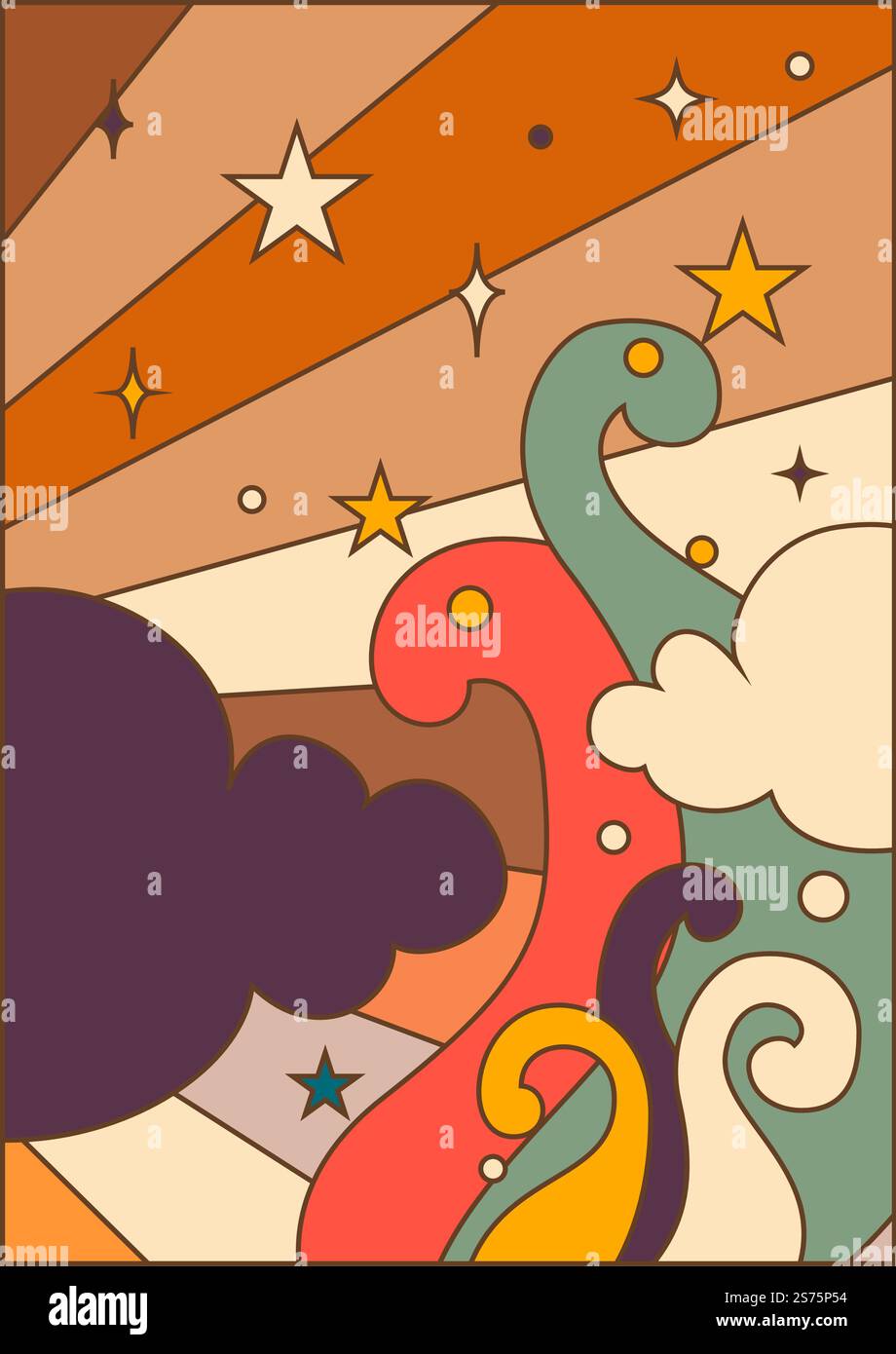 Cartoon sky with glowing stars constellations of celestial bodies ...
