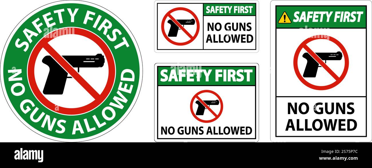 No Gun Rules Sign, Safety First No Guns Allowed Stock Vector Image ...