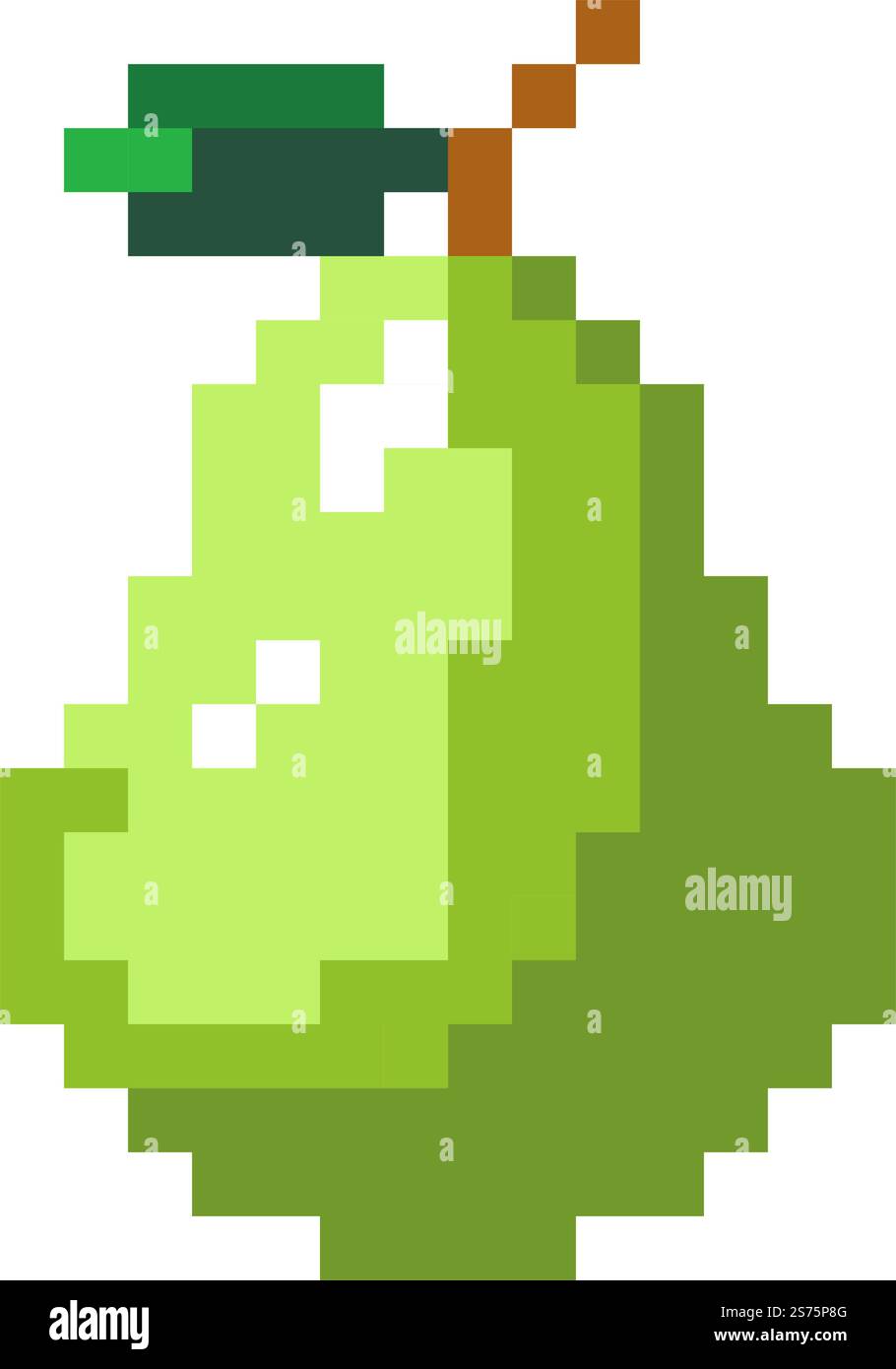 Pixel pear with stem and green leaf hi-res stock photography and images ...