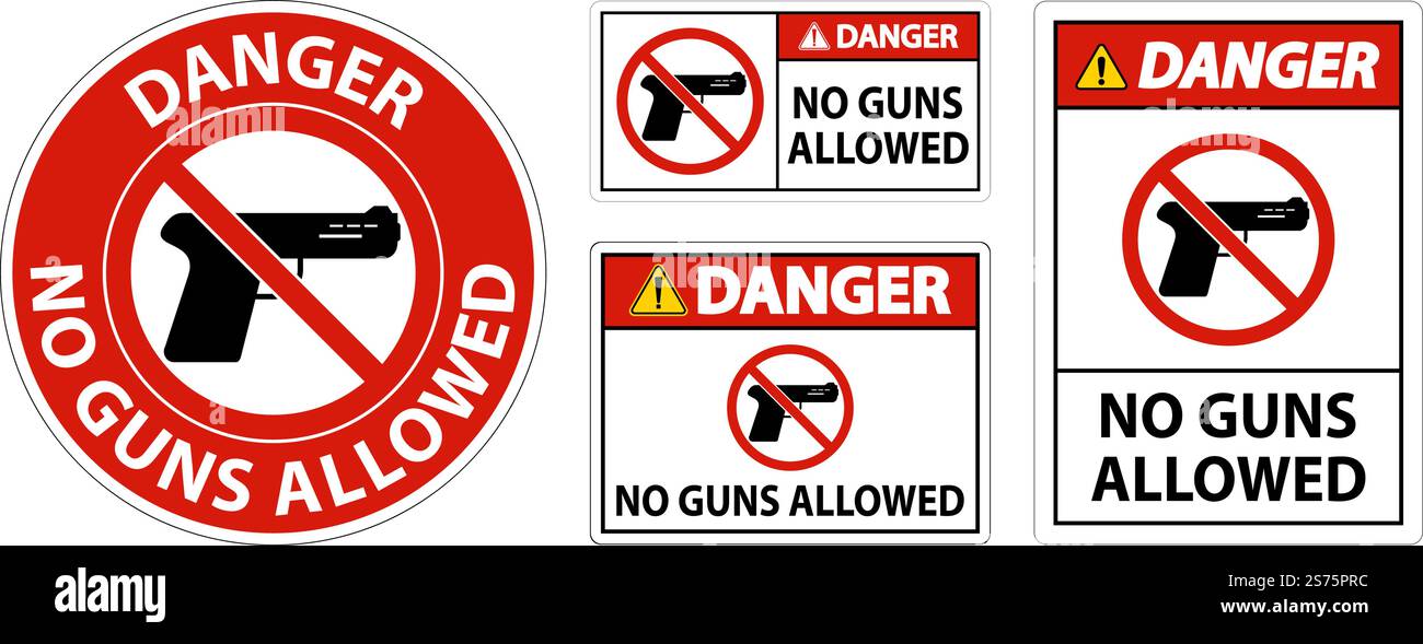No Gun Rules Sign, Danger No Guns Allowed Stock Vector Image & Art - Alamy