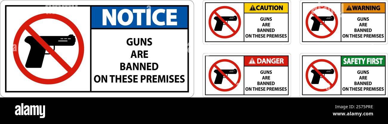 Prohibition sign guns, No guns sign On White Background Stock Vector ...