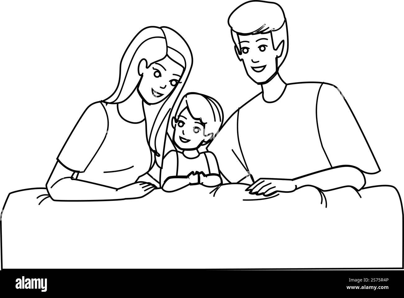 family smiling line pencil drawing vector. happy fun, man father, woman ...