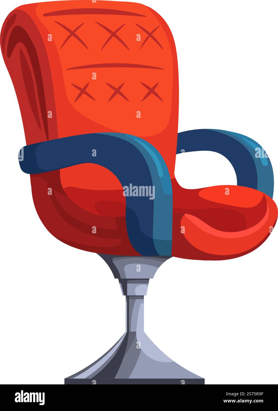 Comfortable furniture for watching movies in cinema. Isolated icon of red chair with soft pillow ...