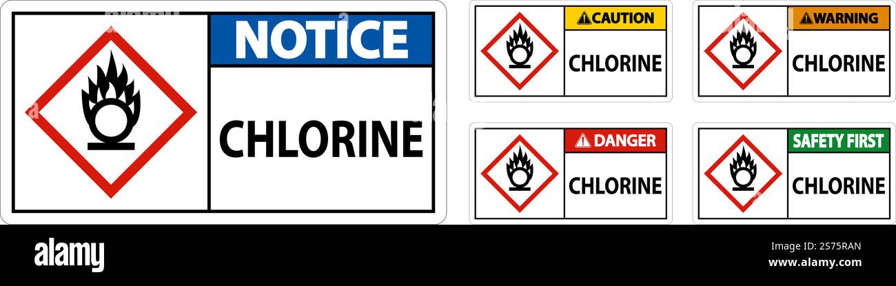 Danger Chlorine Oxidizer GHS Sign On White Background Stock Vector ...