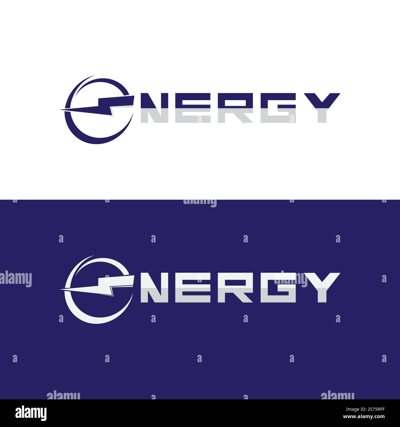 Energy text font dynamic logo with lightning - modern energy logo Stock ...