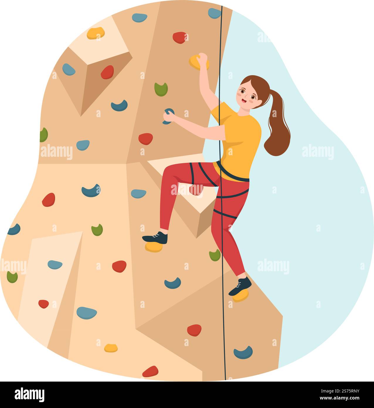 Cliff Climbing Illustration with Climber Climb Rock Wall or Mountain ...