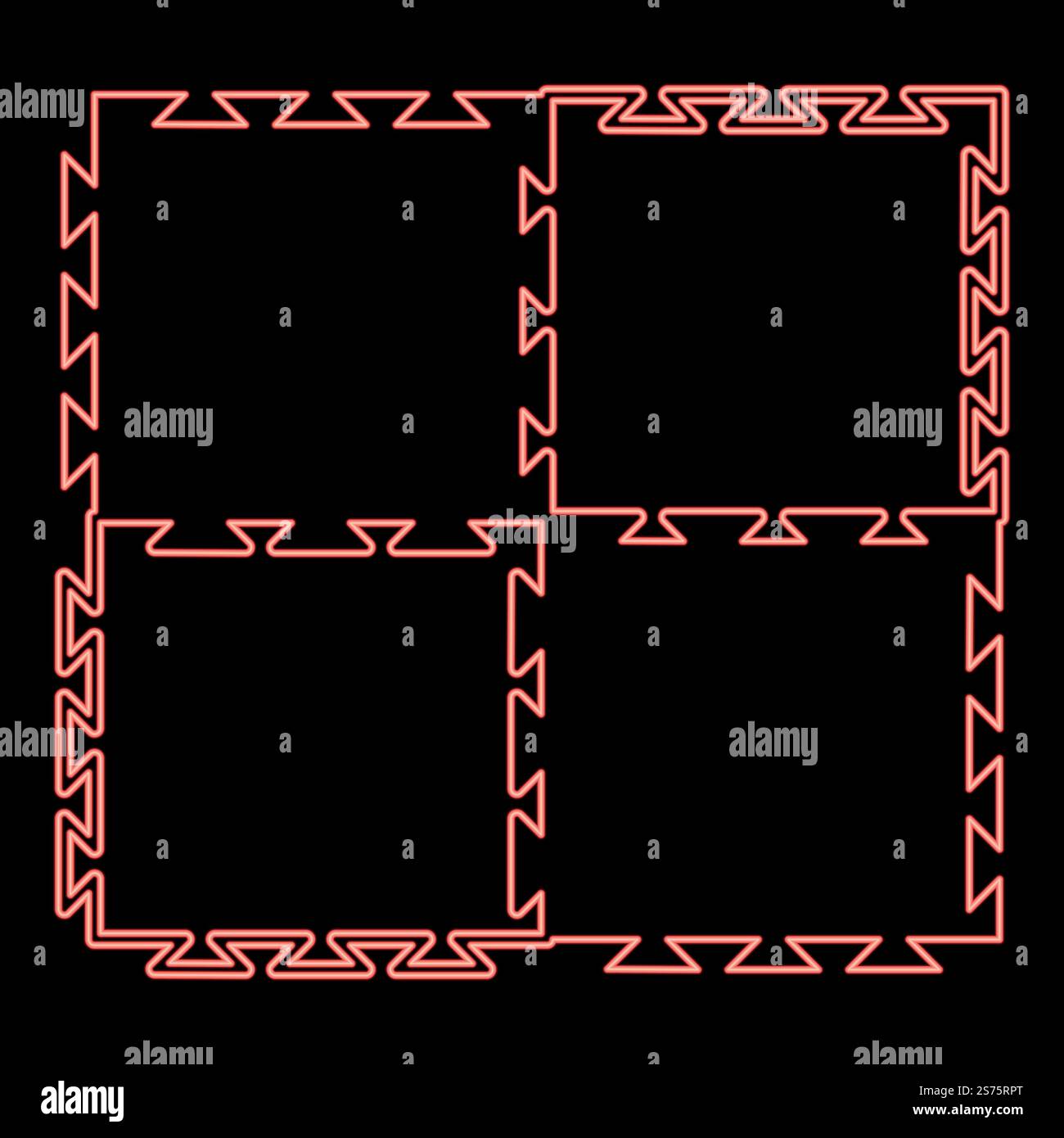 Neon puzzle sport mat with foam Play concept Tatami red color vector ...