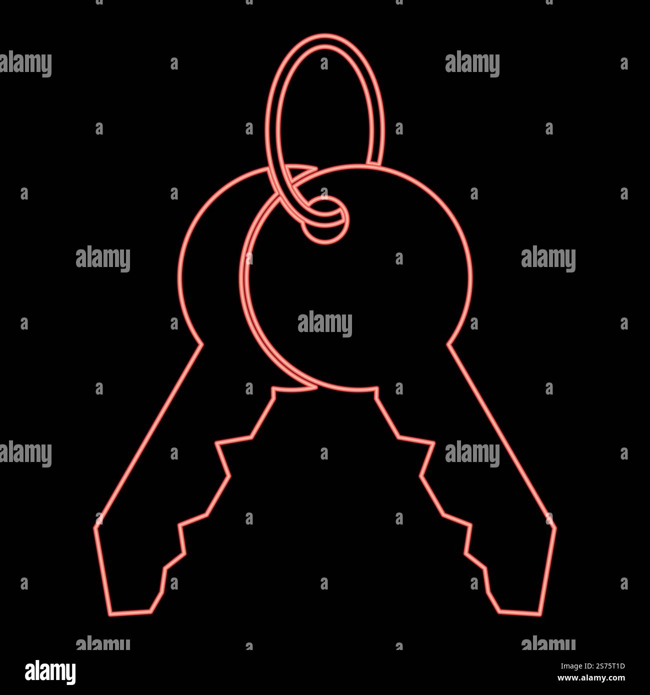 Neon bunch of keys on ring red color vector illustration image flat ...