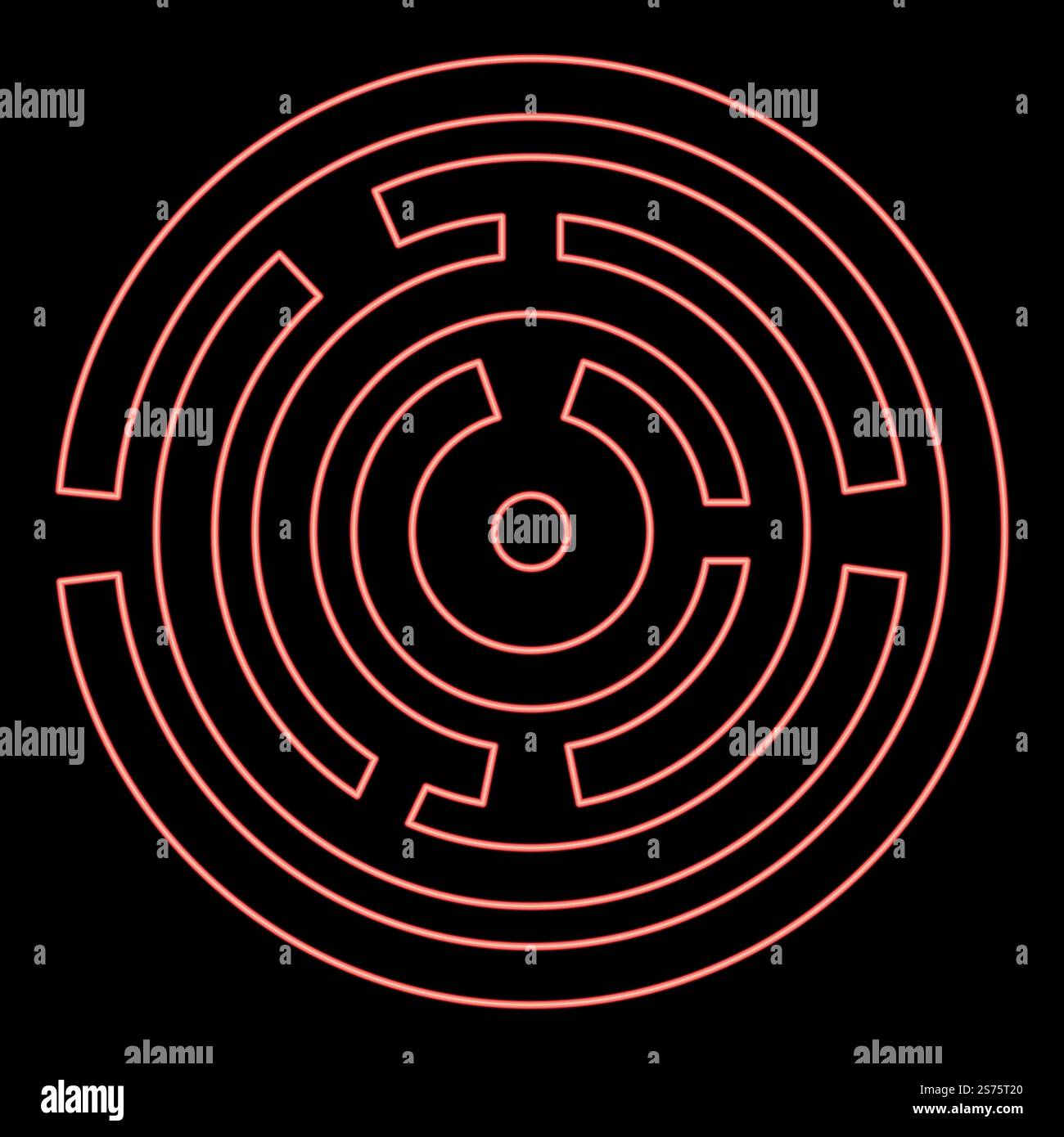 Neon round labyrinth Circle maze red color vector illustration image ...