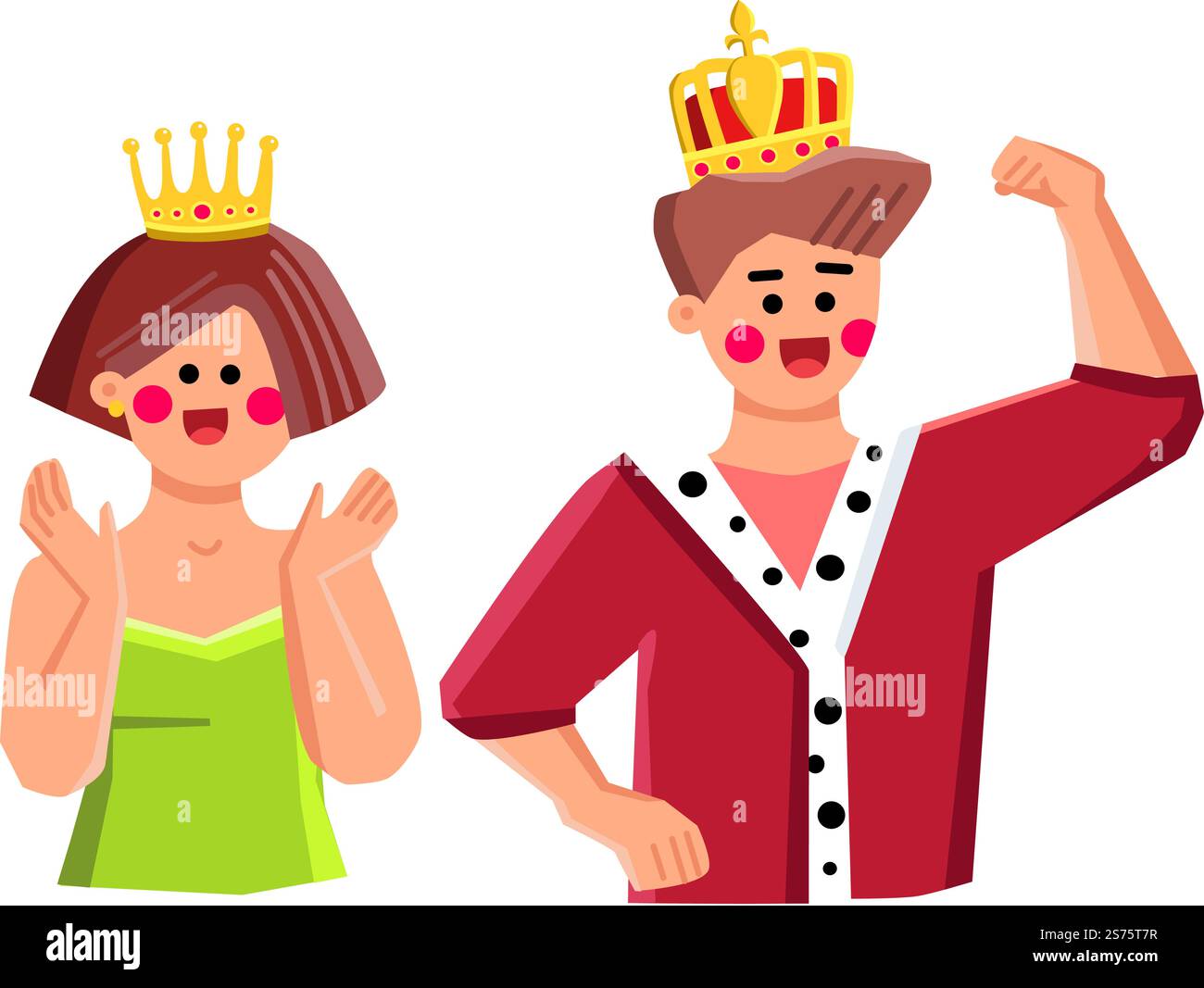 crown man woman vector. king person, princess, prince royal, queen ...