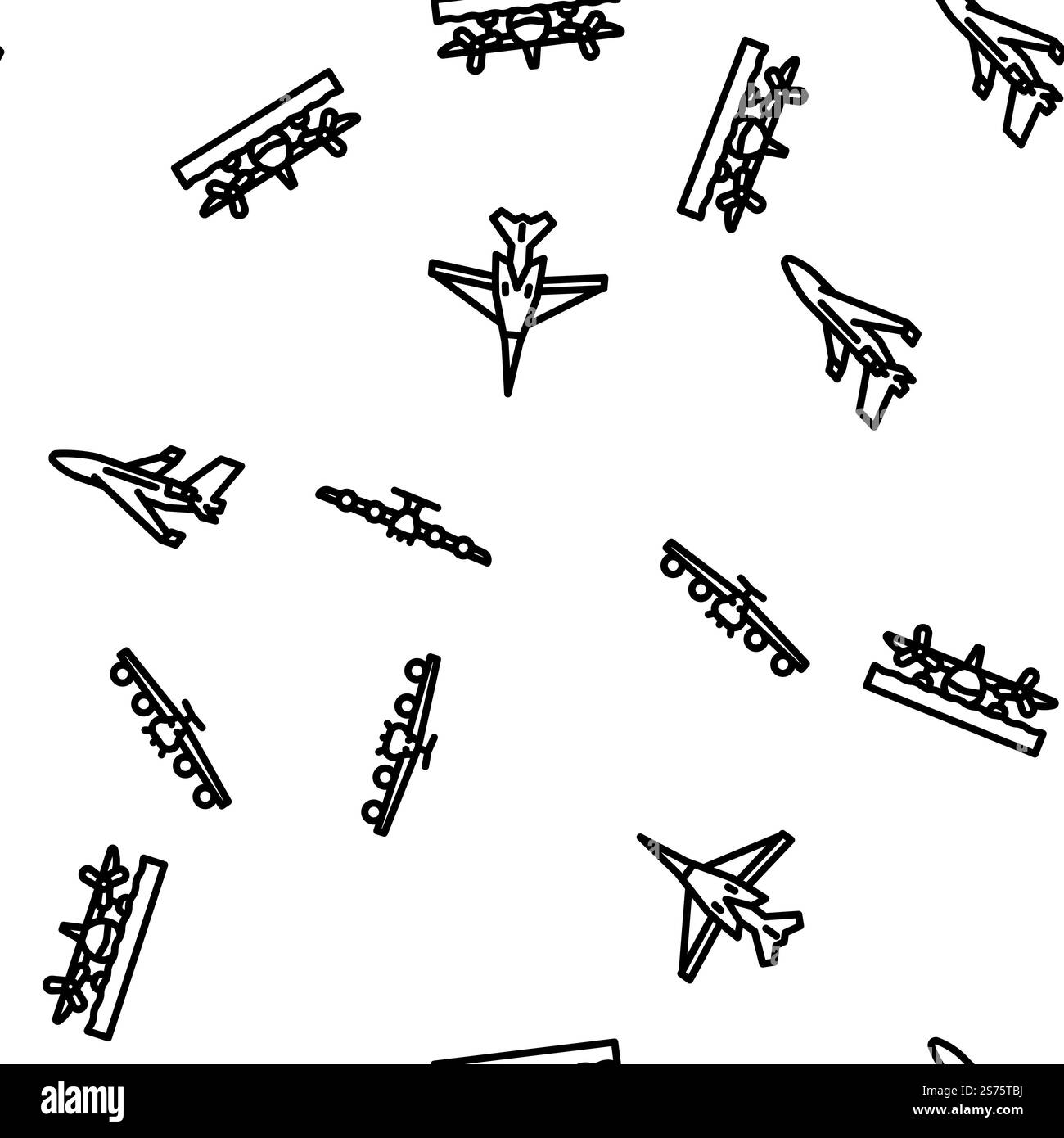 plane flight travel aircraft vector seamless pattern thin line ...