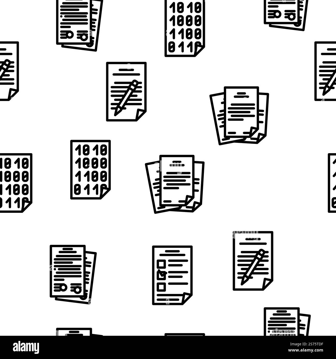document business file office vector seamless pattern thin line ...