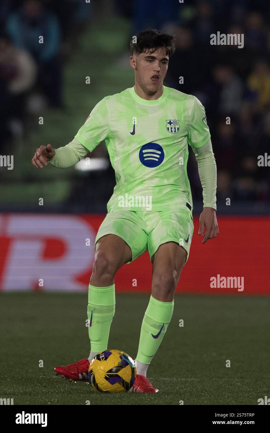 Madrid, Spain. 18th Jan 2025. Pau Cubarsi of Barcelona in action during ...