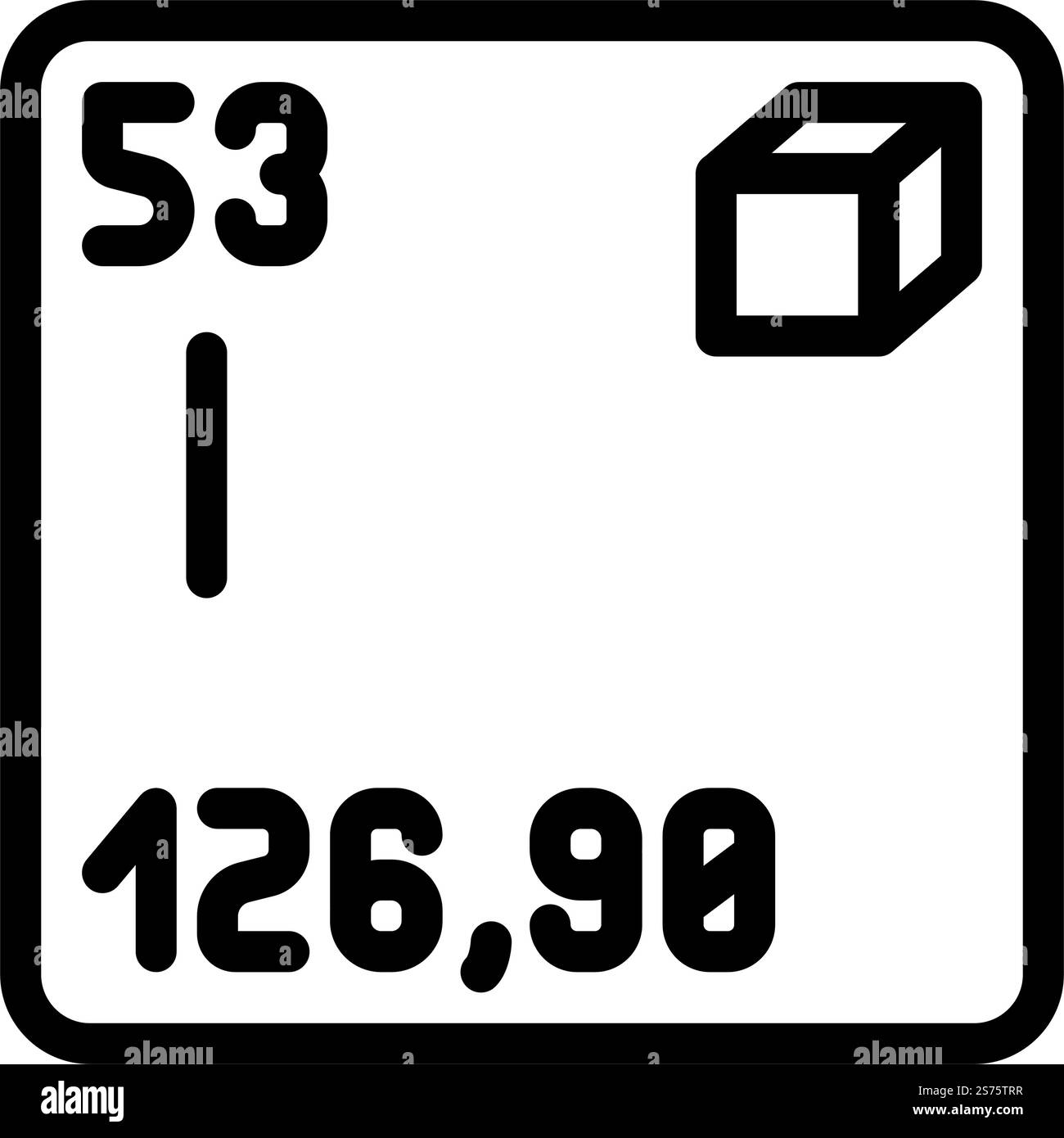 iodine chemical element line icon vector. iodine chemical element sign ...
