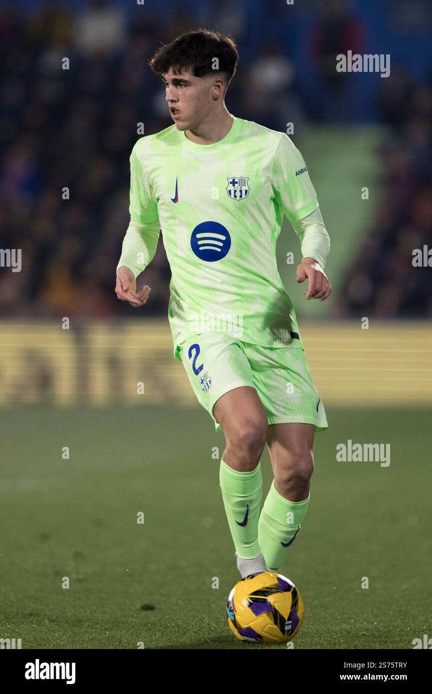 Madrid, Spain. 18th Jan 2025. Pau Cubarsi of Barcelona in action during ...