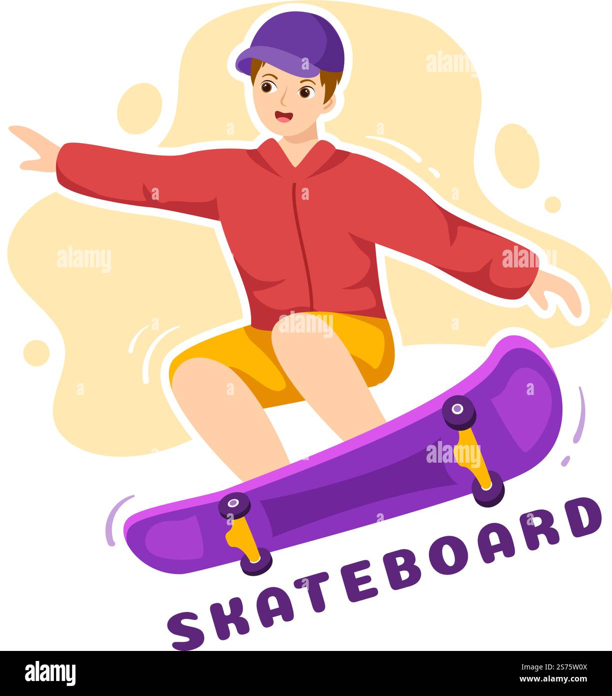 Skateboard Illustration with Skateboarders Jump using Board on ...