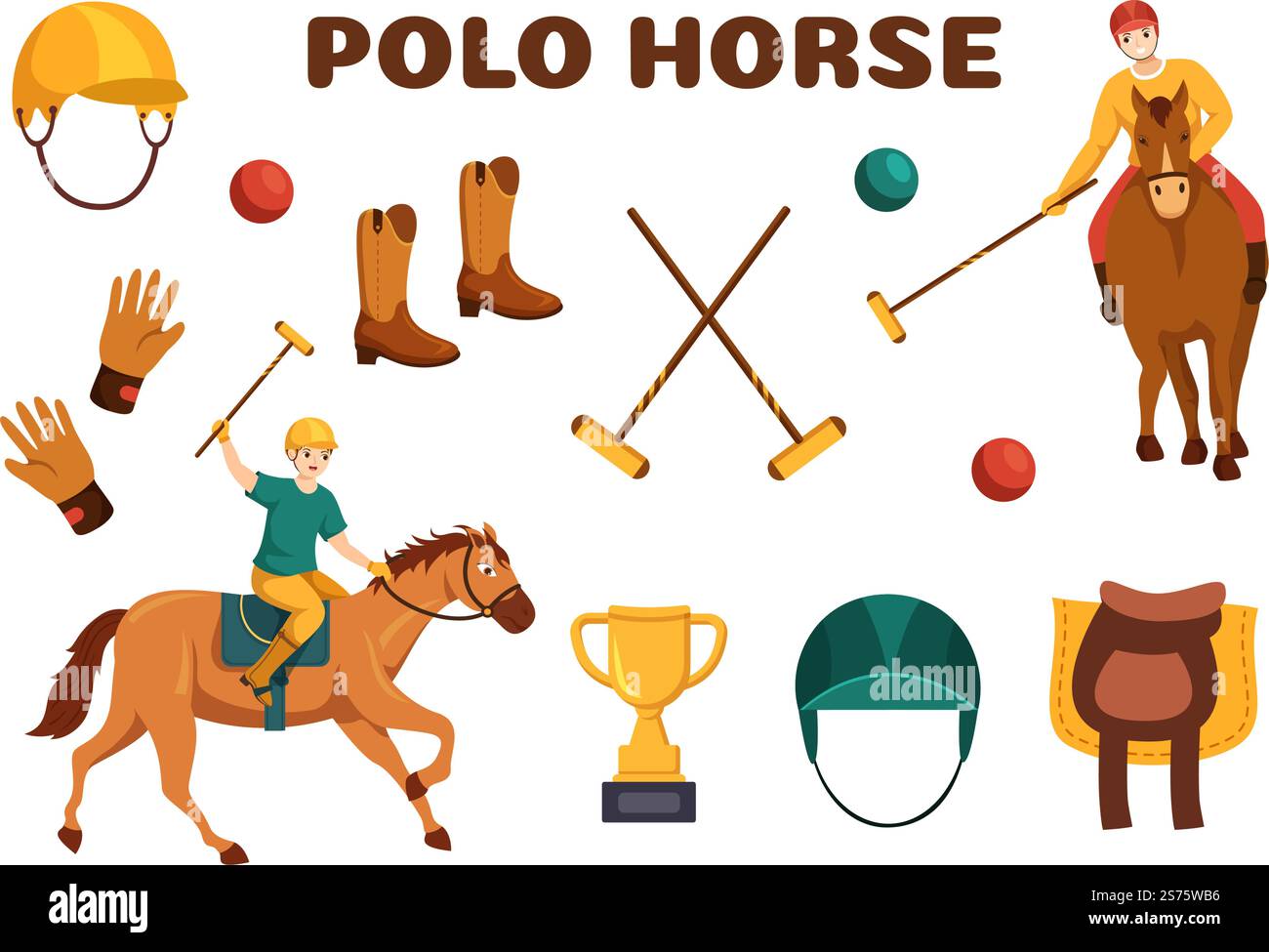 Polo Horse Sports with Player Riding Horse and Holding Stick use ...