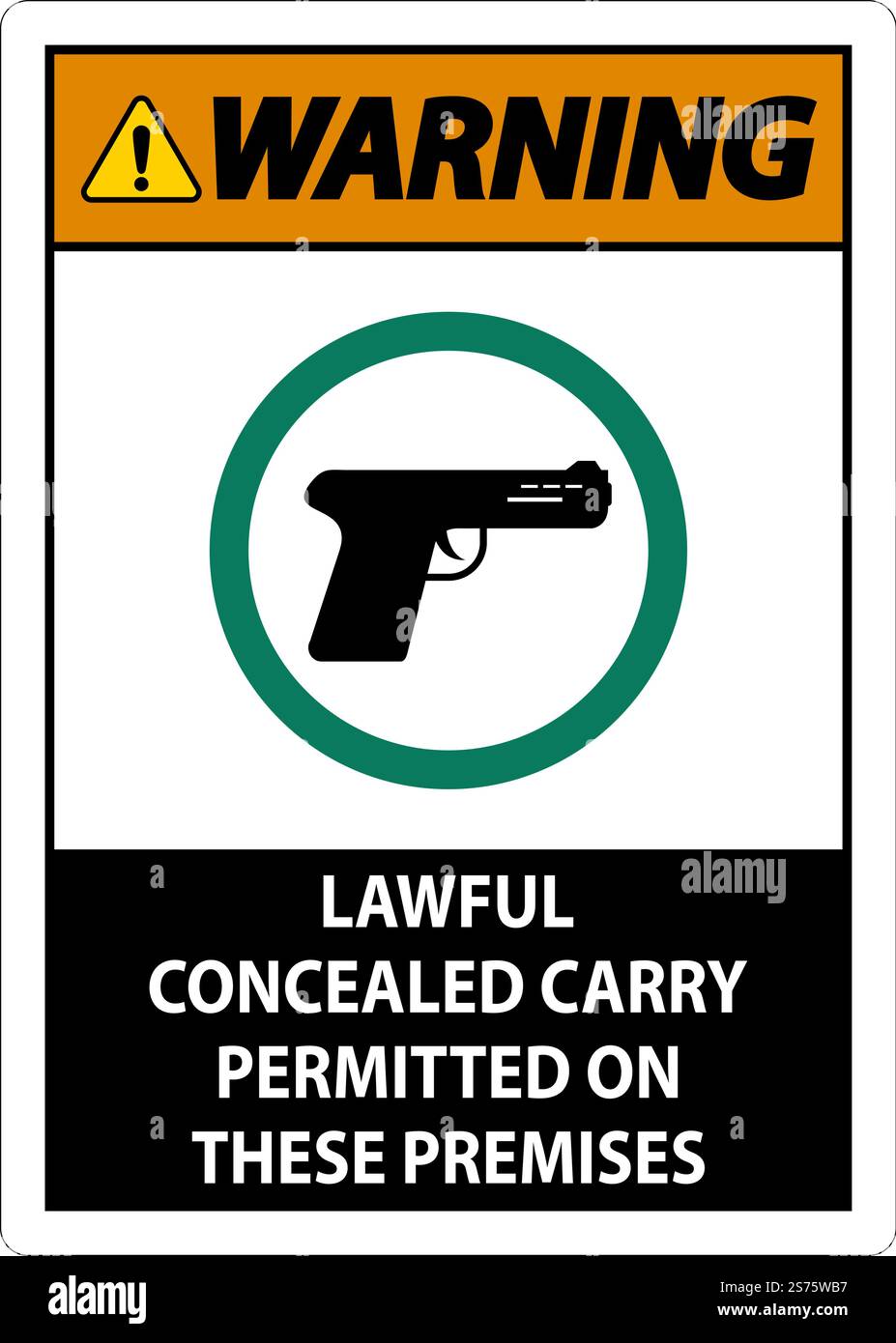 Warning Firearms Allowed Sign Lawful Concealed Carry Permitted On These ...