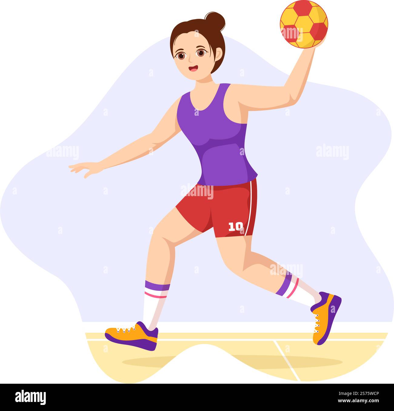 Handball Illustration of a Player Touching the Ball with His Hand and ...