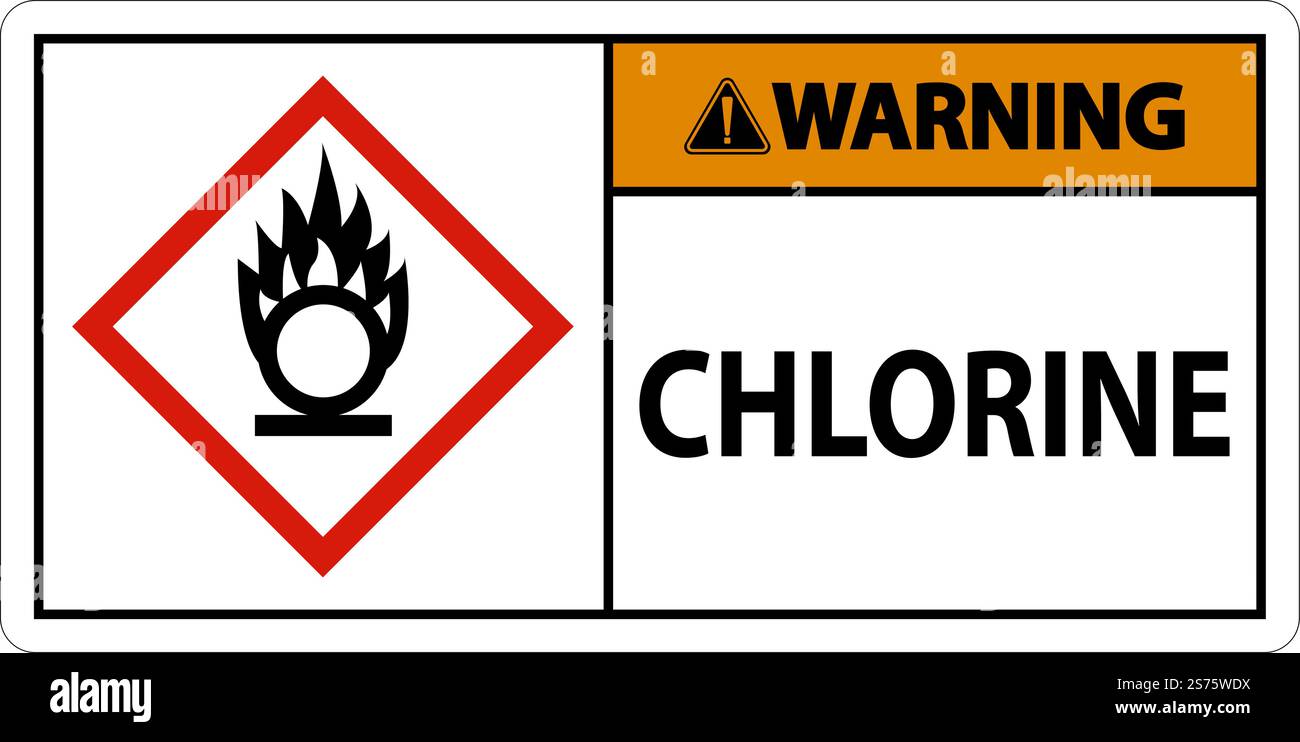 Warning Chlorine Oxidizer GHS Sign On White Background Stock Vector ...