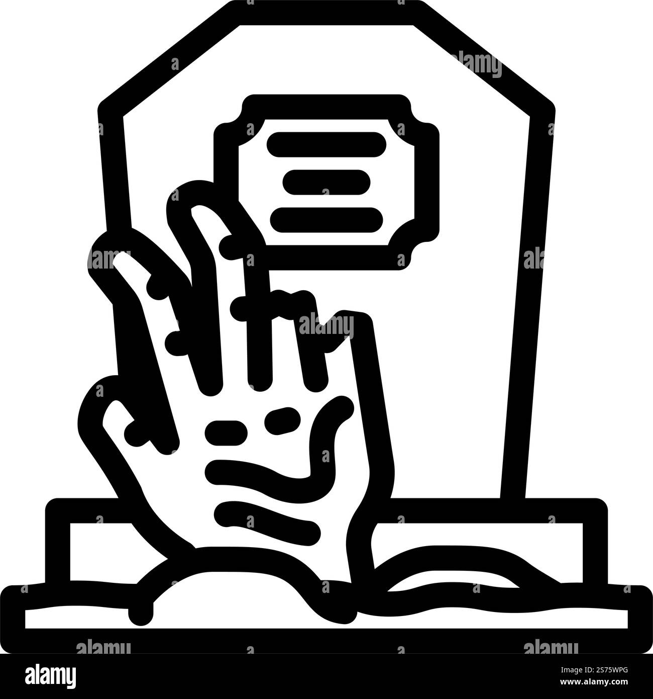 grave zombie dead line icon vector. grave zombie dead sign. isolated ...