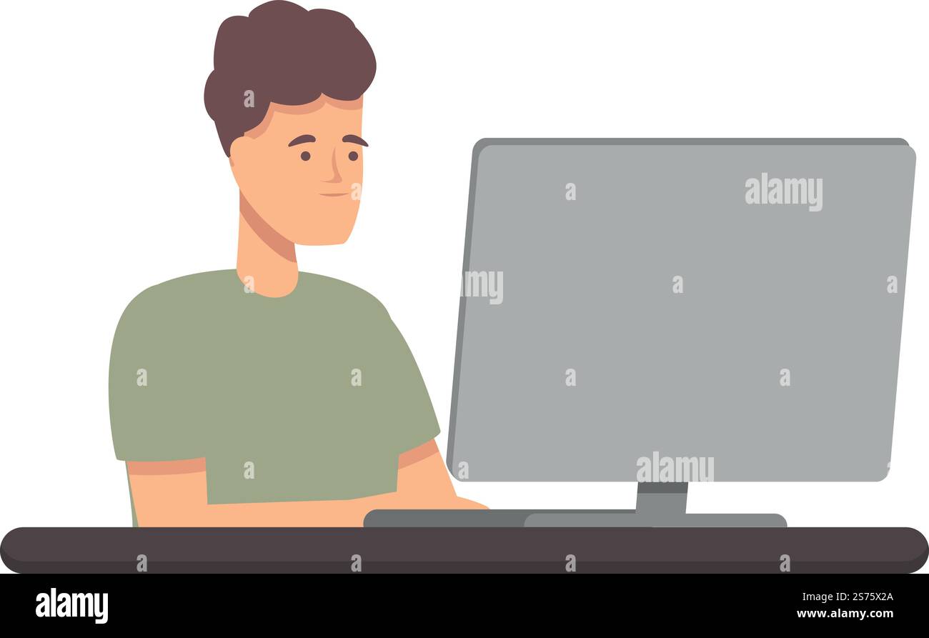 Children programming icon cartoon vector. Science computer. Smart study. Children programming ...