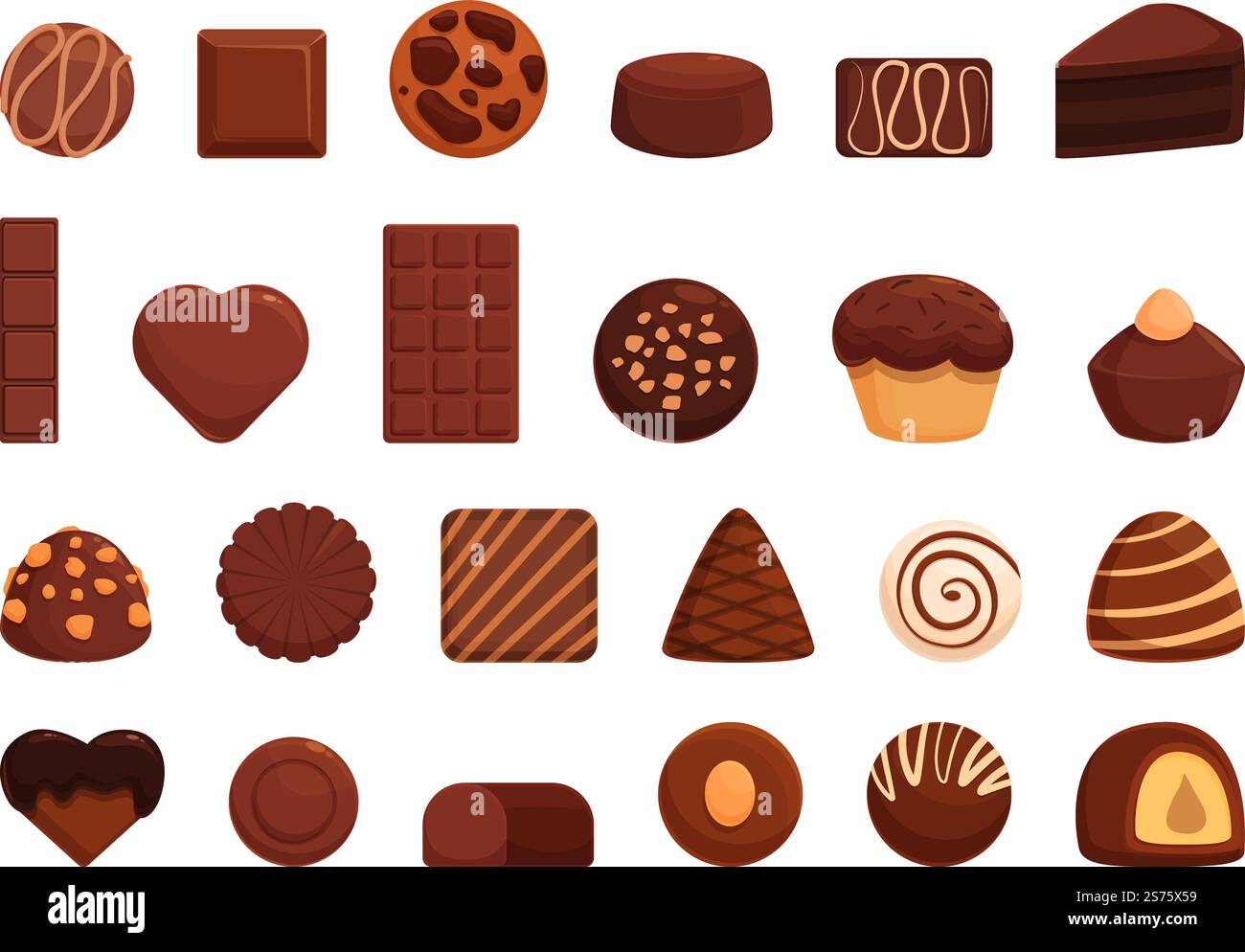 Chocolate Day icons set cartoon vector. Candy shape. Love bar ...