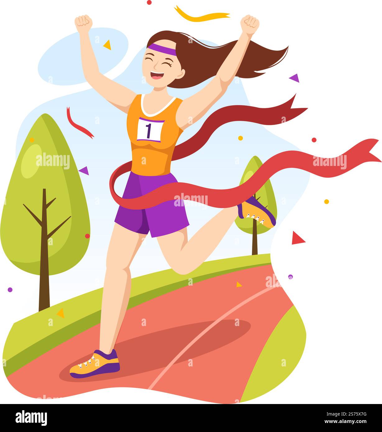 Marathon Race Illustration with People Running, Jogging Sport ...