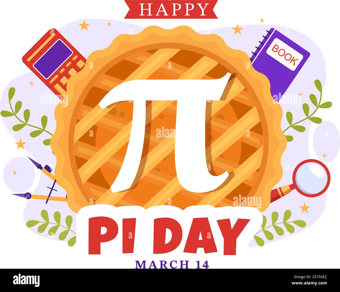 World Pi Day Illustration with Mathematical Constants, Greek Letters or Baked Sweet Pie for ...