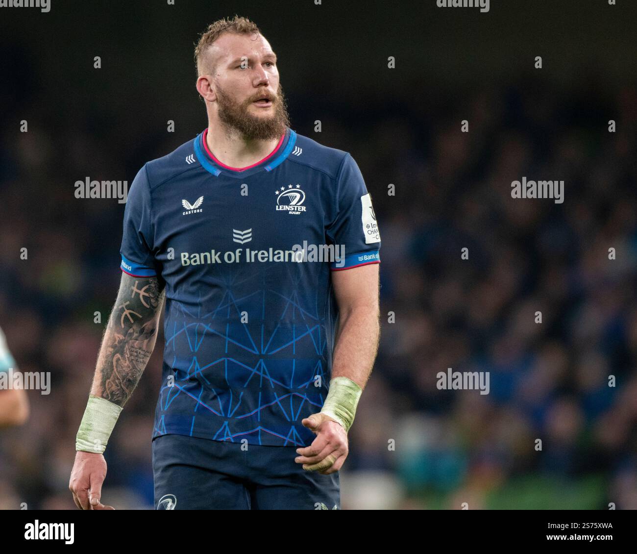 Dublin, Ireland. 18th Jan, 2025. RG Snyman of Leinster between Leinster ...