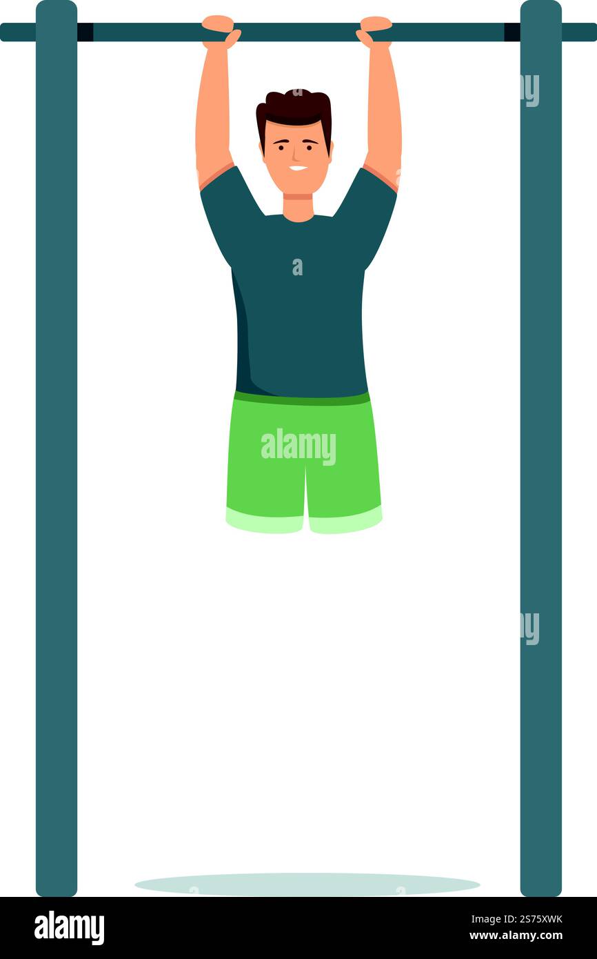 Disabled horizontal bar sport icon cartoon vector. Physical training ...