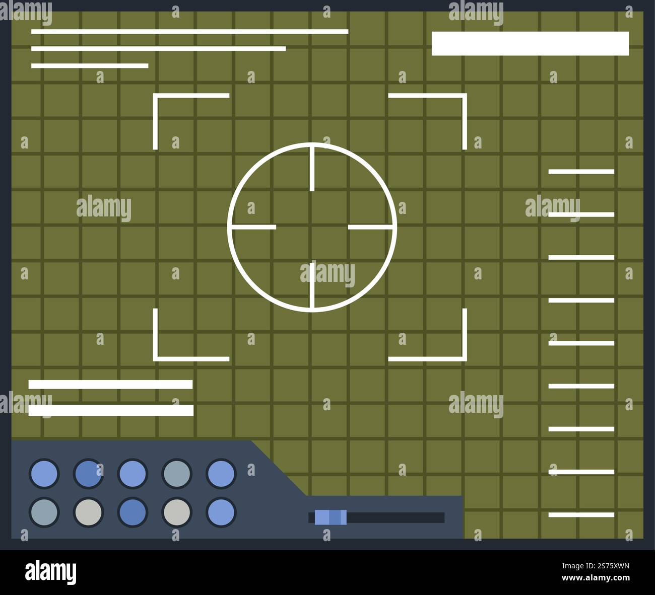 Control panel with information on land, map, and buttons for ...