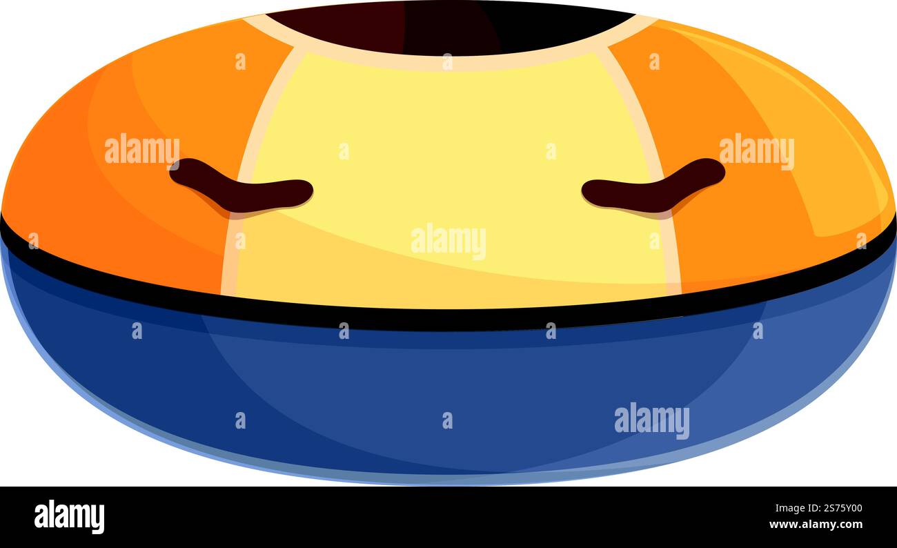 Slide snow tube icon cartoon vector. Winter tubing. Activity round ...
