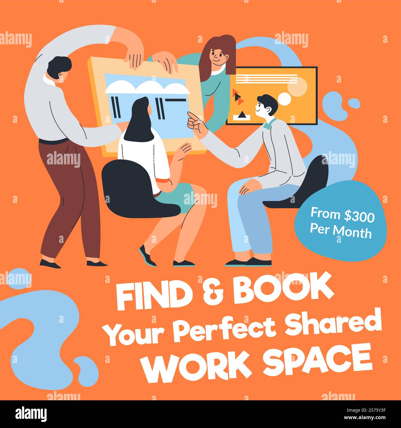 Coworking space, share place with employees and work with colleagues ...
