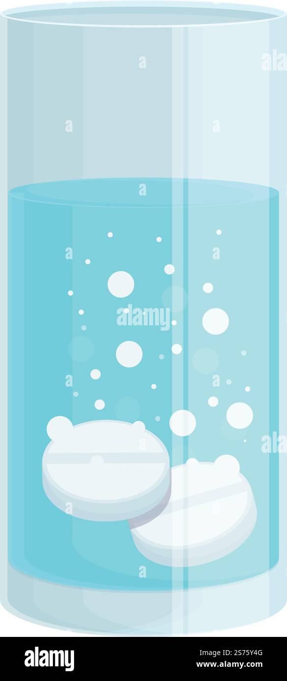 Soluble effervescent tablet icon cartoon vector. Medicine water. Powder ...
