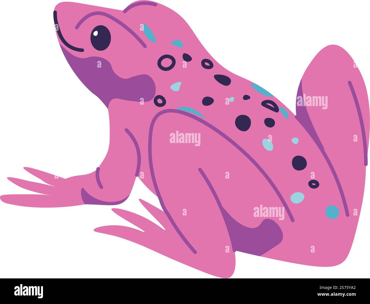 Pink frog or toad with spots on skin, isolated tropical animals and ...