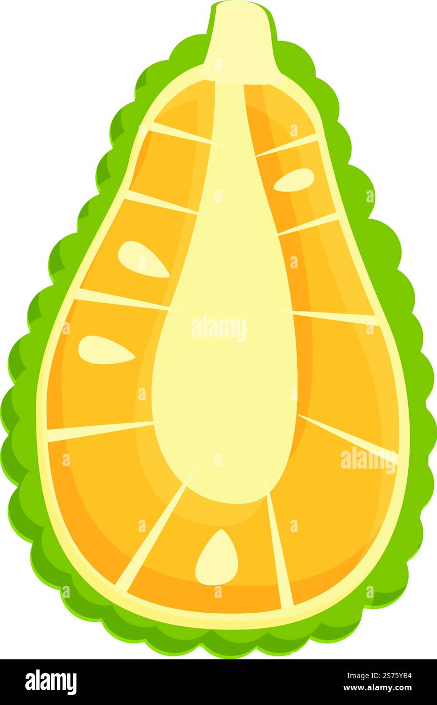 Yellow jackfruit icon cartoon vector. Fruit food. Green nature. Yellow ...