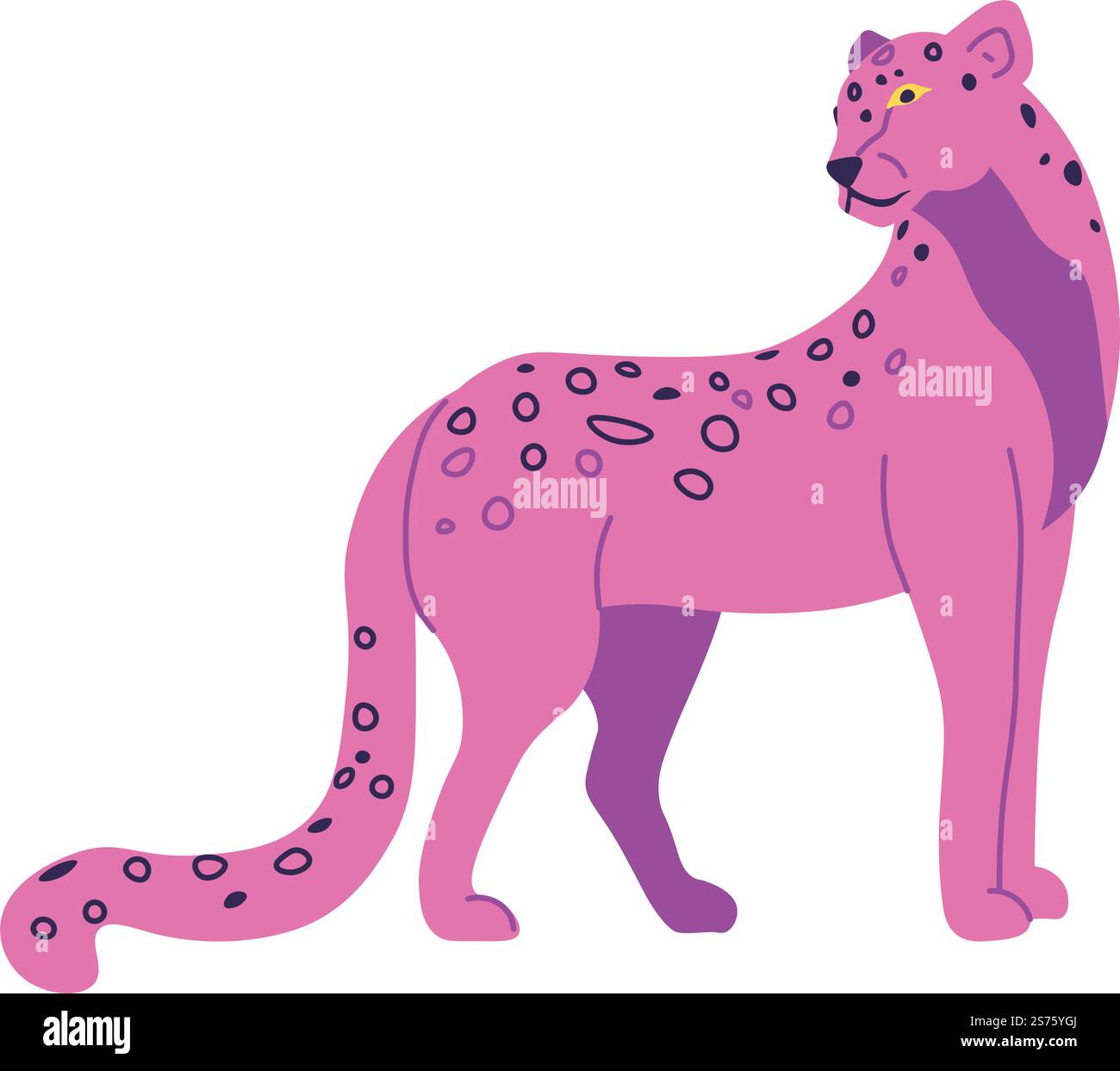 Pink cheetah character, isolated tropical fauna and mammals. Animal ...