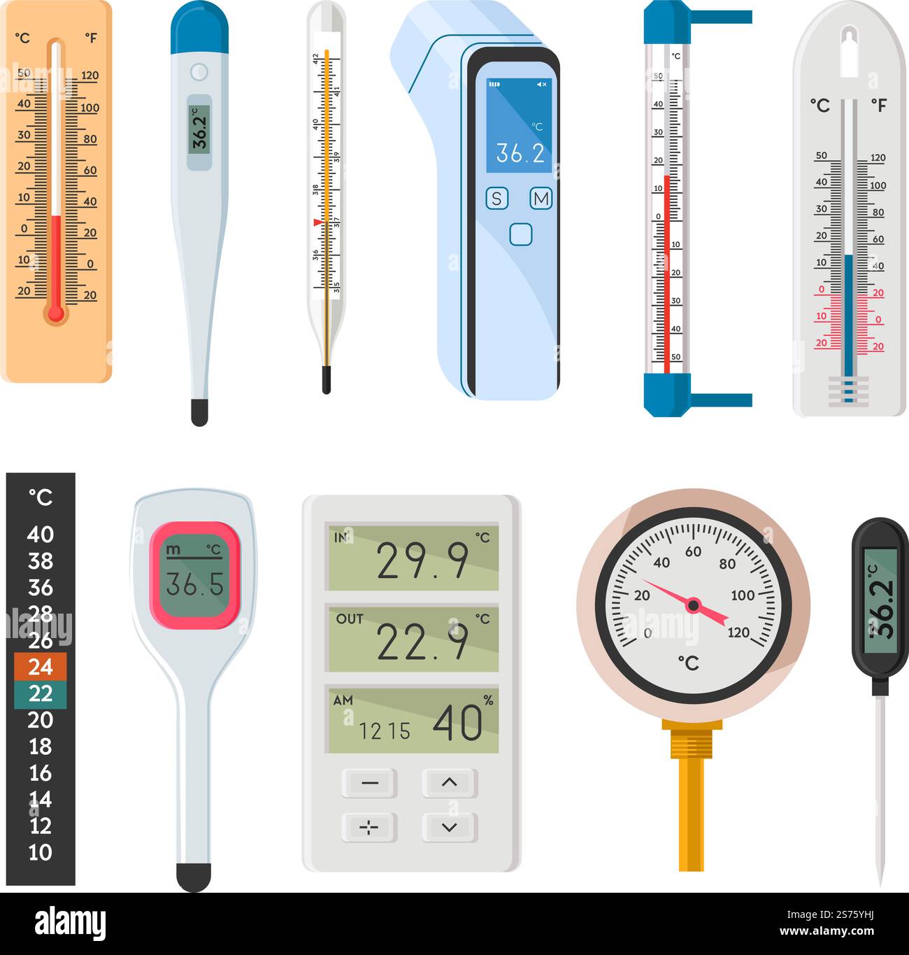 Instrument for measuring and indicating temperature, isolated types of ...