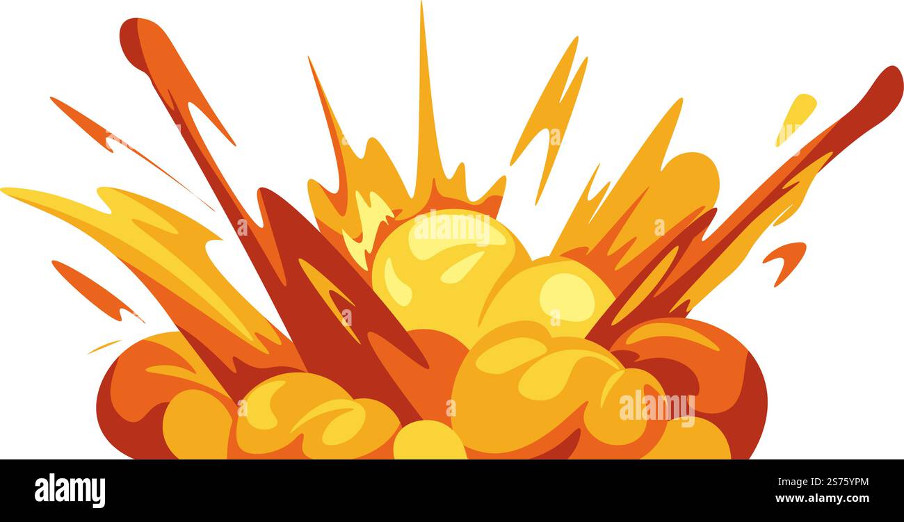 burst effect with fire and wave, isolated icon of explosions, flames ...